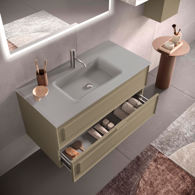 FRAME COMPOSIZIONE MOBILE CON LAVABO IN VETRO SATINATO