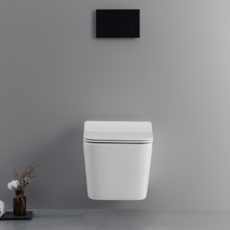 Ailin Set Vaso E Bidet Sospeso Senza Brida Sedile Soft Close Bianco Lucido