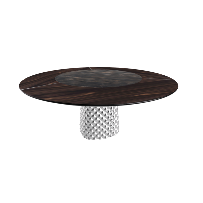 TABLE ATRIUM KER-WOOD ROUND BASE SMOKED TOP BURNED OAK PIANO MATTE ...