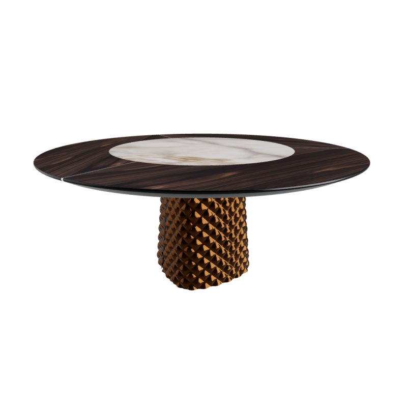 TABLE ATRIUM KER-WOOD ROUND BASE BRONZE TOP BURNED OAK PIANO ALABASTER ...