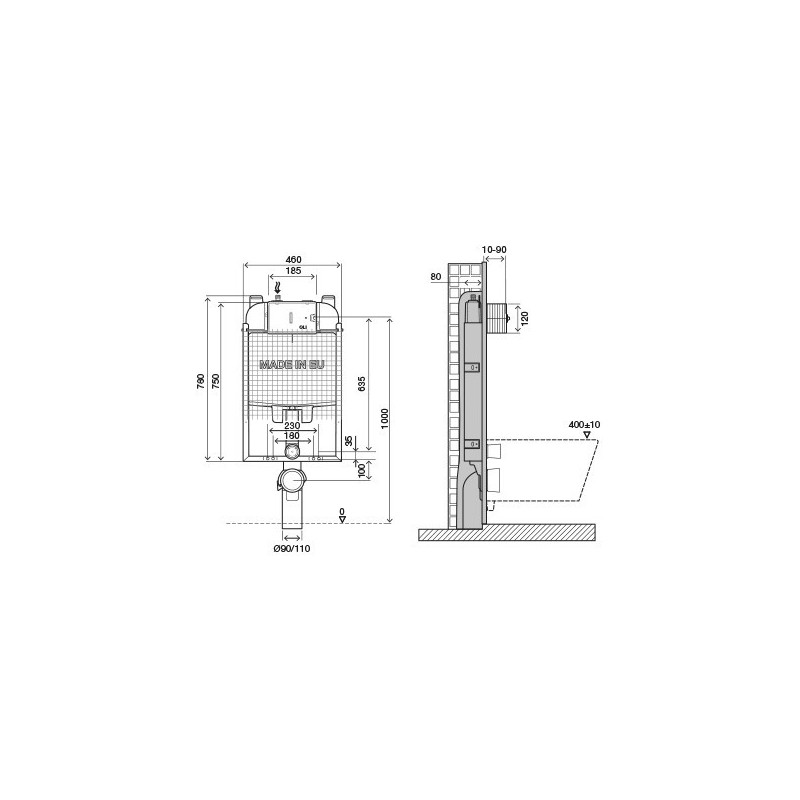 OLI OLI74 PLUS SIMFLEX (structure for wall-hung toilet) - FISSORE Sell...
