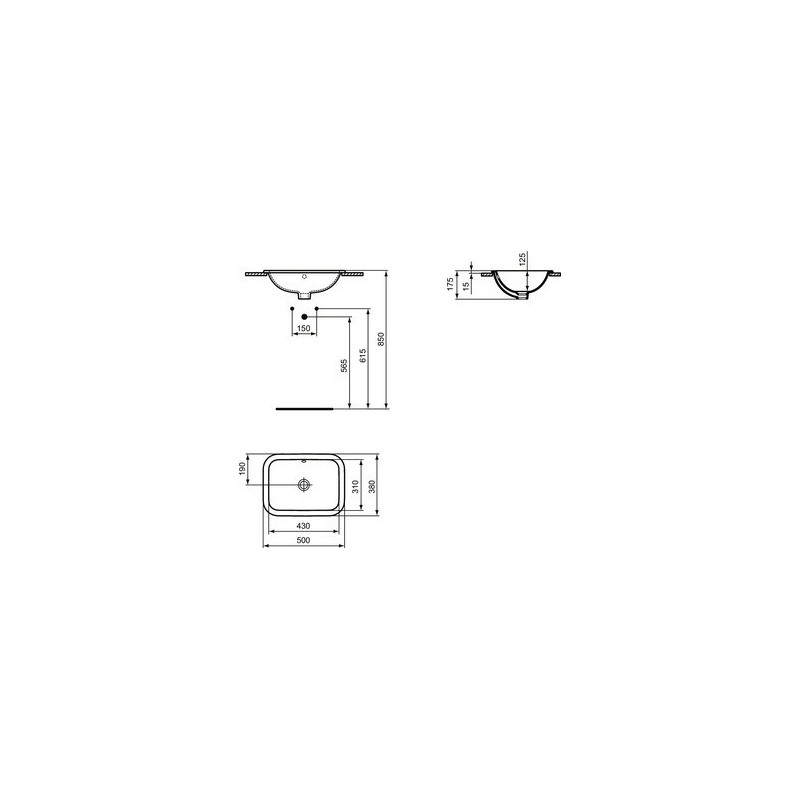 IDEAL STANDARD CONNECT - 500 MM COUNTERTOP RECESSED BASIN WITHOUT HOLE...