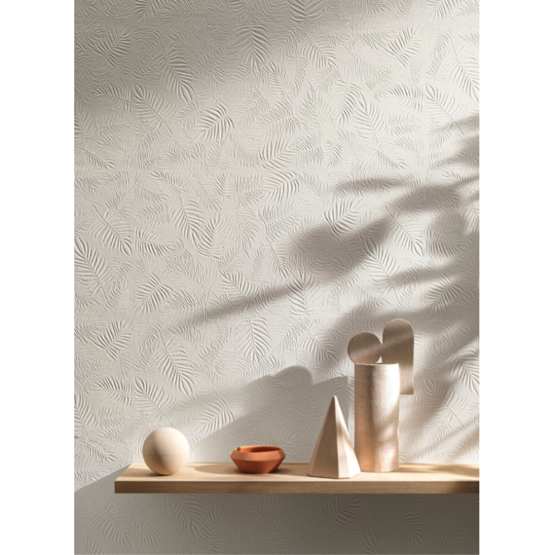 ATLAS CONCORDE 3d Wall Carve Leaf White 40x80 Matt - Fissore Vendit...